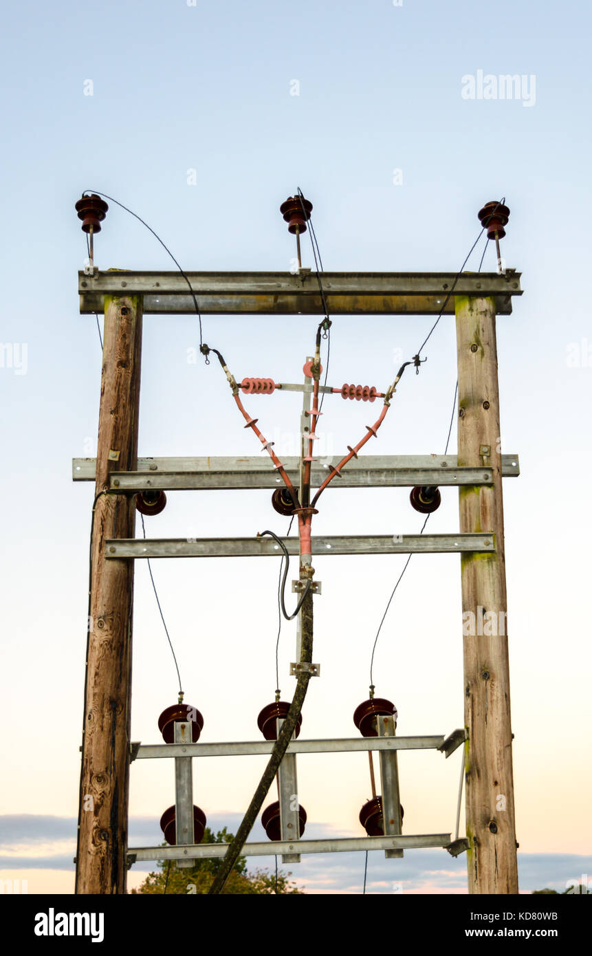 Wooden electricity pylon hi-res stock photography and images - Alamy