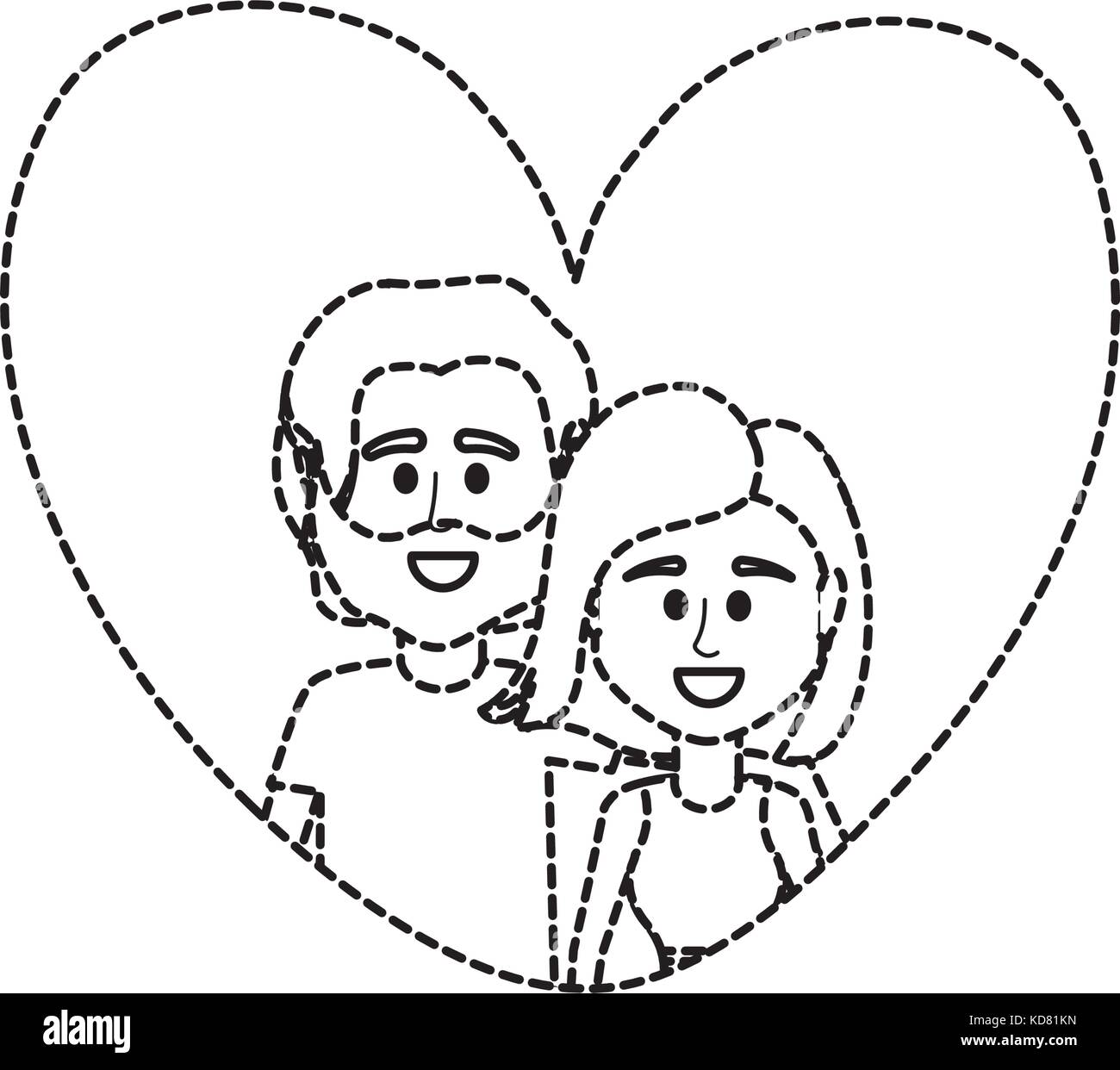 dotted shape couple together inside heart design Stock Vector Image ...