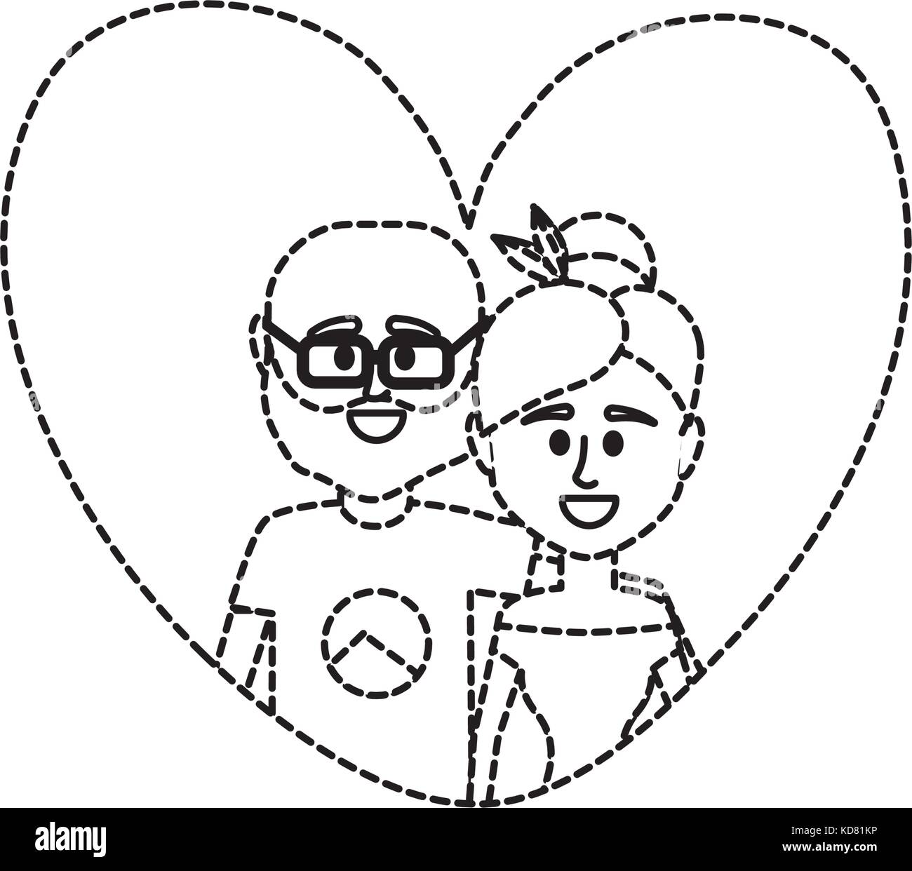 dotted shape couple together inside heart design Stock Vector Image ...