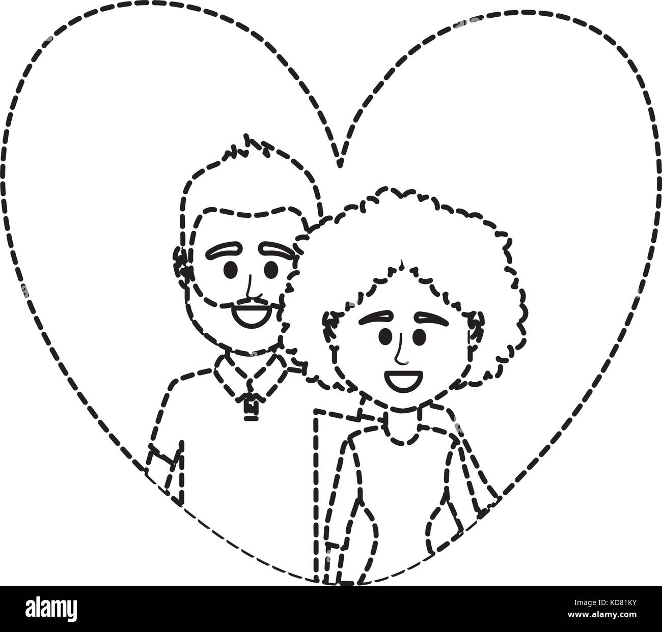 dotted shape couple together inside heart design Stock Vector Image ...
