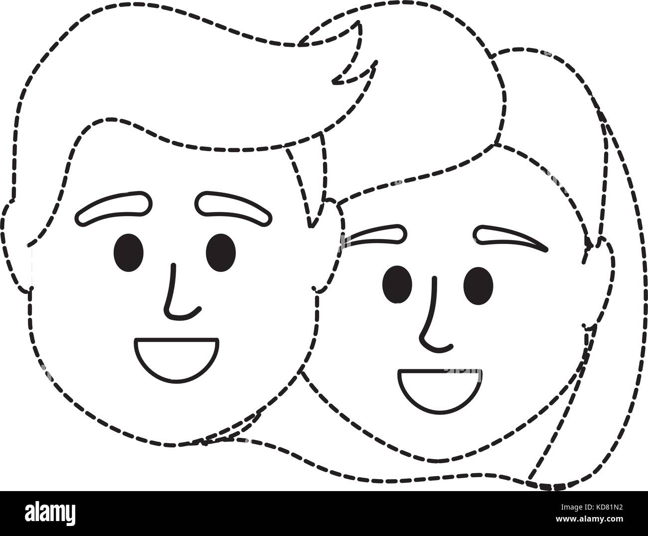 dotted shape couple head together with hairstyle design Stock Vector ...