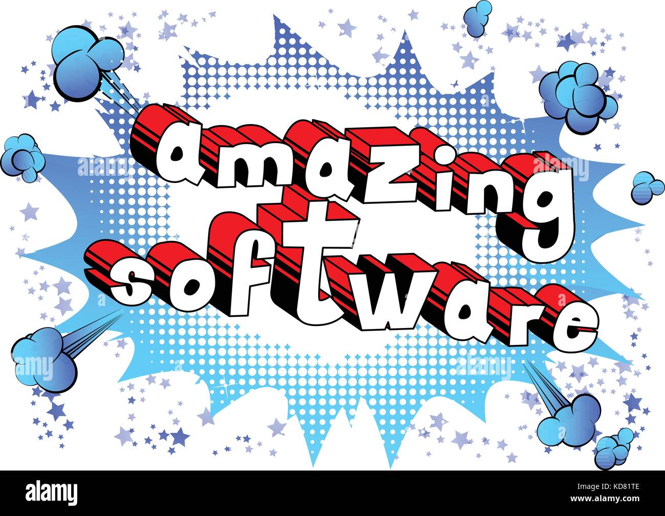 Amazing Software - Comic book style word on abstract background Stock ...
