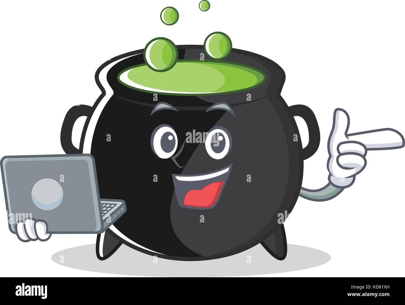 With laptop magic cauldron character cartoon Stock Vector Image & Art ...
