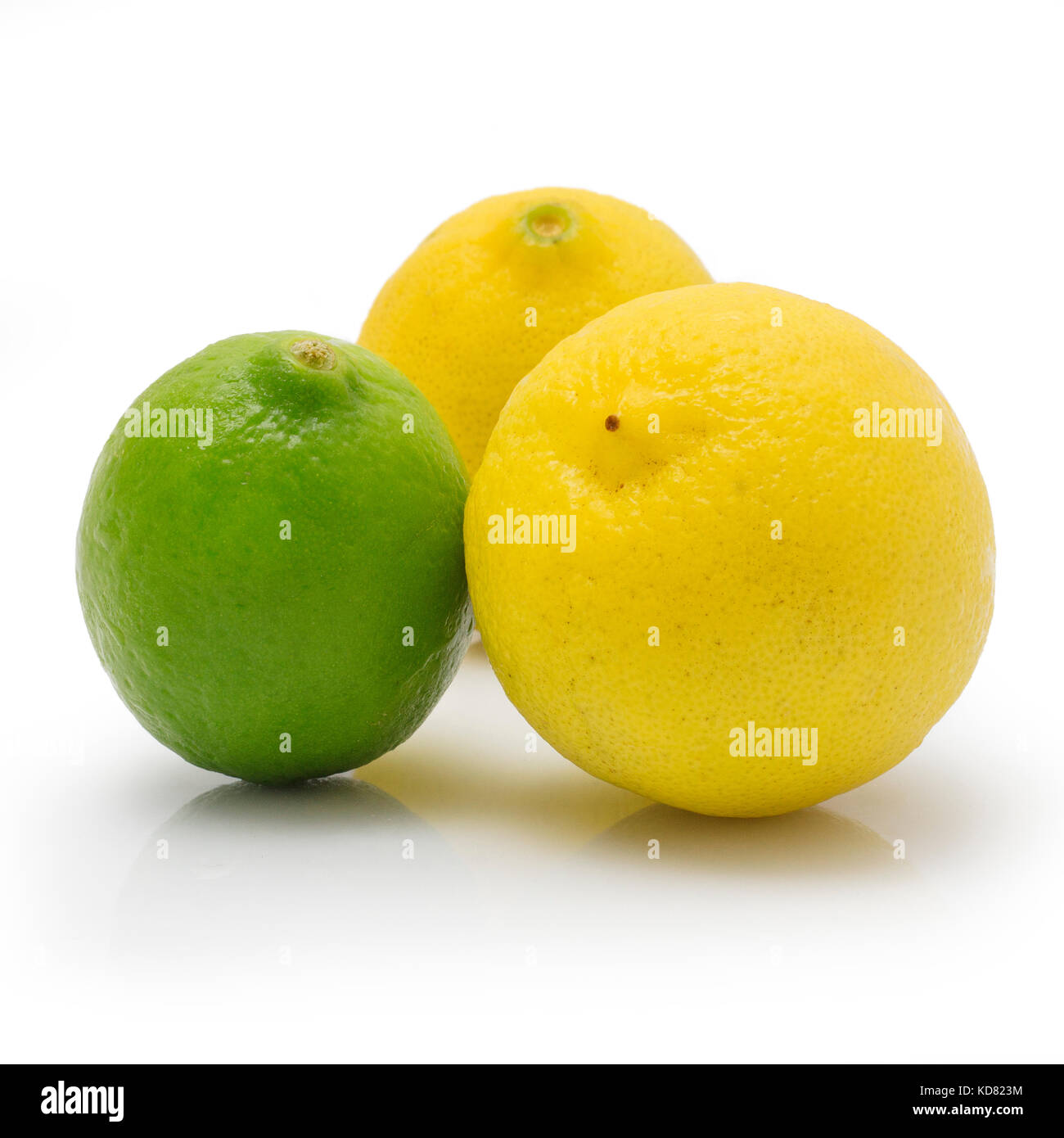 Yellow and Green Lemons, Limes, Isolated on White Background Stock ...