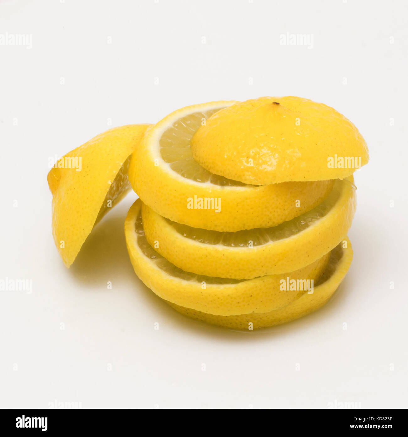 Yellow Lemon, Lime Slices Stack, Isolated on White Background Stock ...