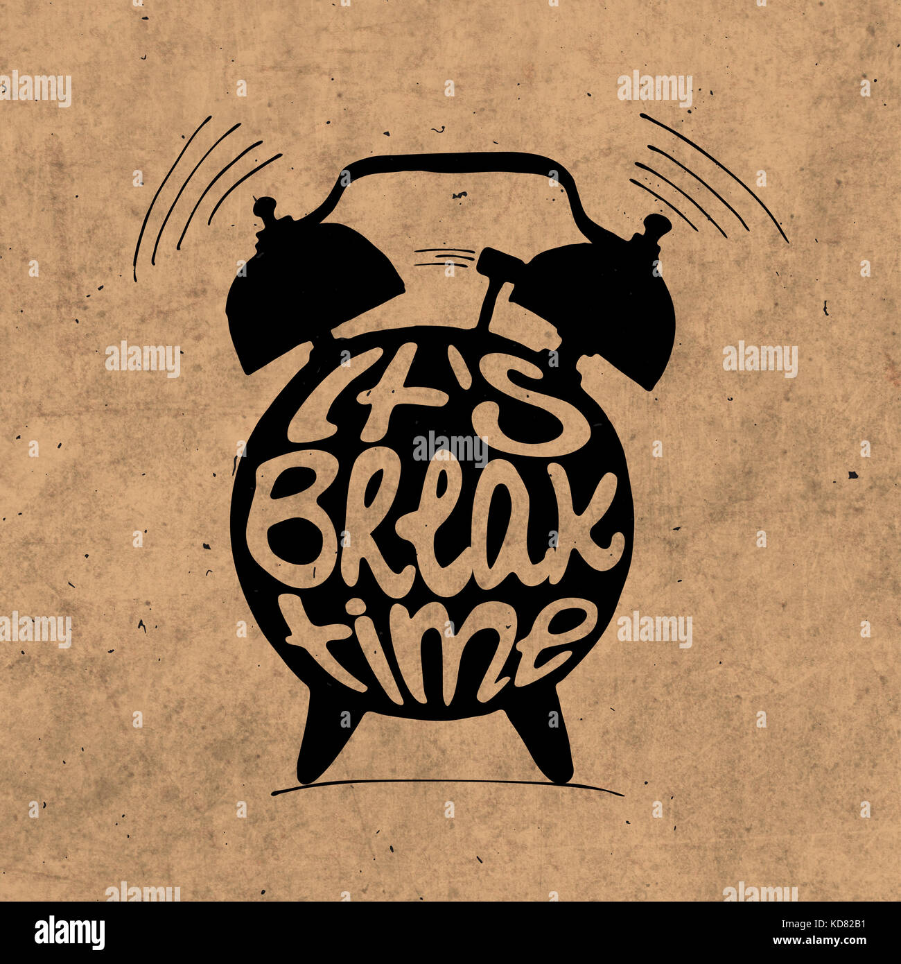 Hand draw Alarm clock illustration with lettering about break time ...
