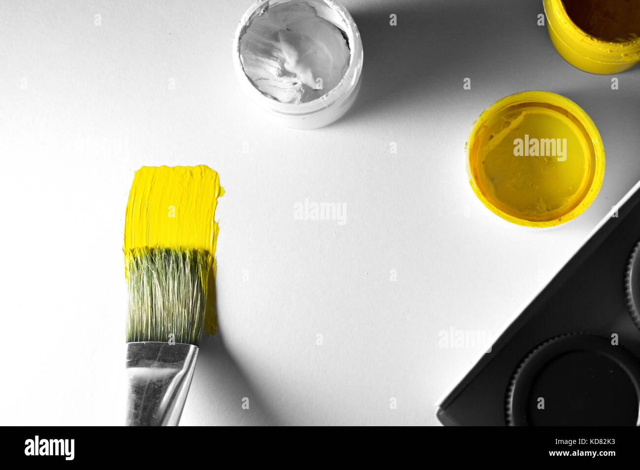 Colorful Paint Brushes with the yellow Colors Stock Photo - Alamy