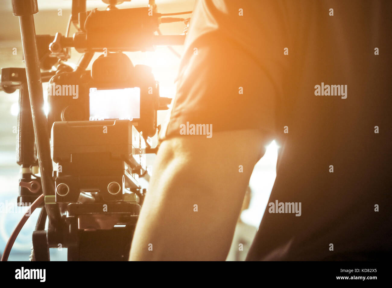 Cameraman with his video camera shooting, Hands Adjusting Camera,film ...