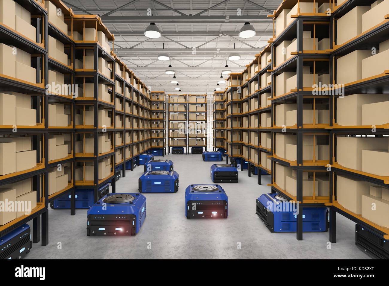 3d rendering warehouse robot assembly in factory Stock Photo - Alamy