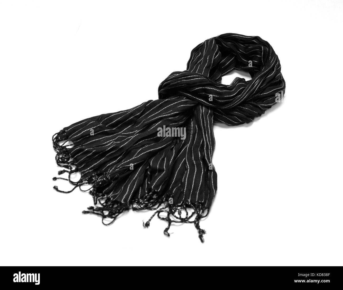 Striped scarf Black and White Stock Photos & Images - Alamy