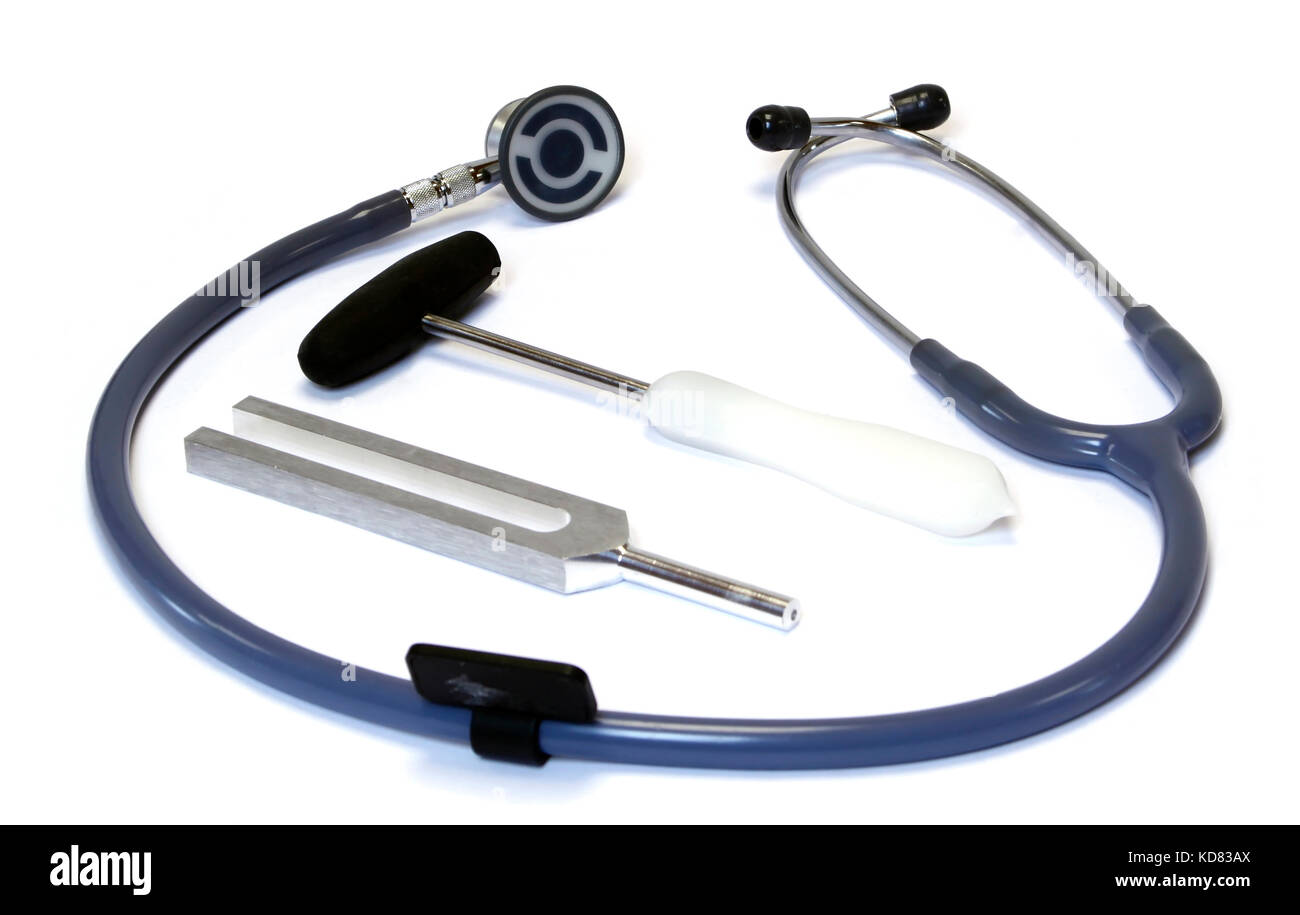Stethoscope and medical devices on white background Stock Photo - Alamy