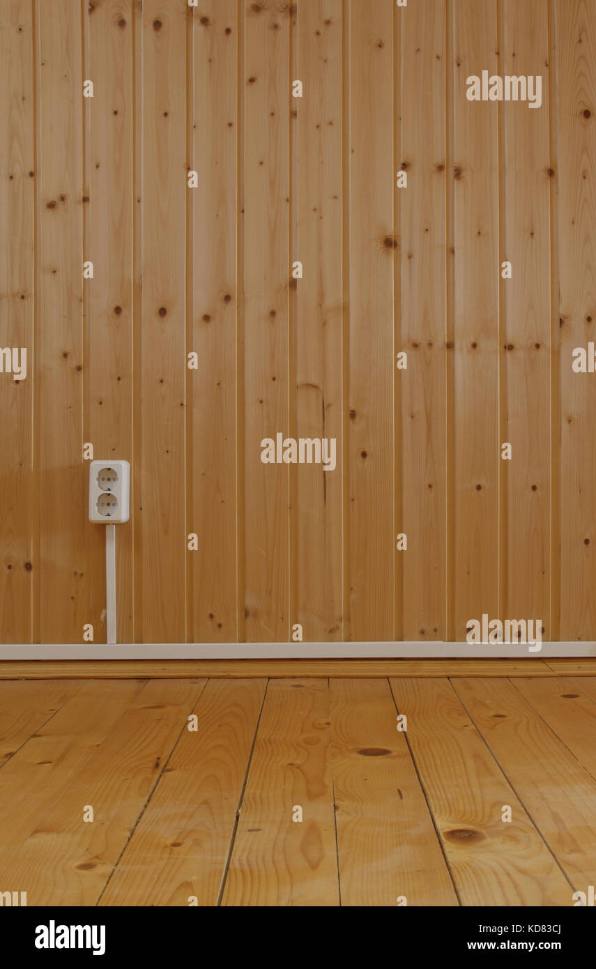 Wooden interior with domestic power outlet Stock Photo - Alamy
