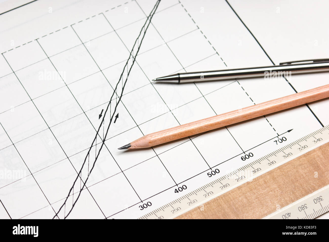 technical schemes with a pencil and ruler Stock Photo - Alamy