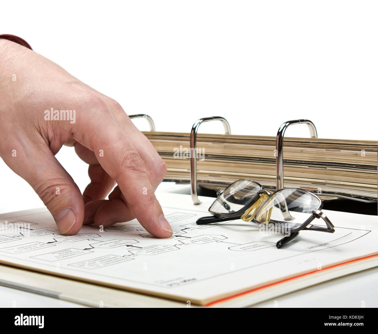 index finger pointing to the block diagram Stock Photo - Alamy