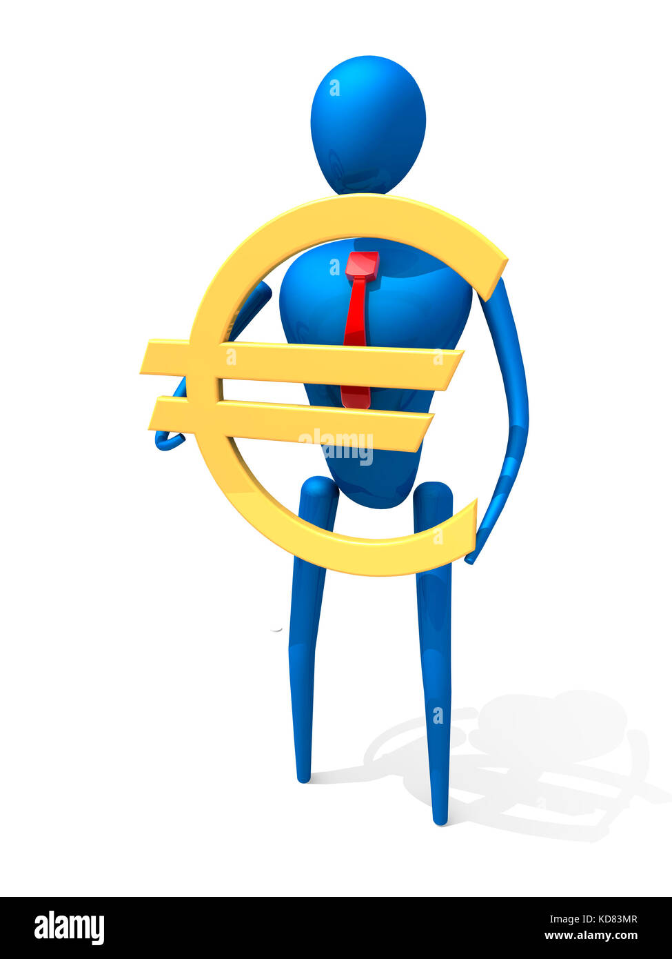 3d person with a gold euro sign. 3d image. Isolated white background ...