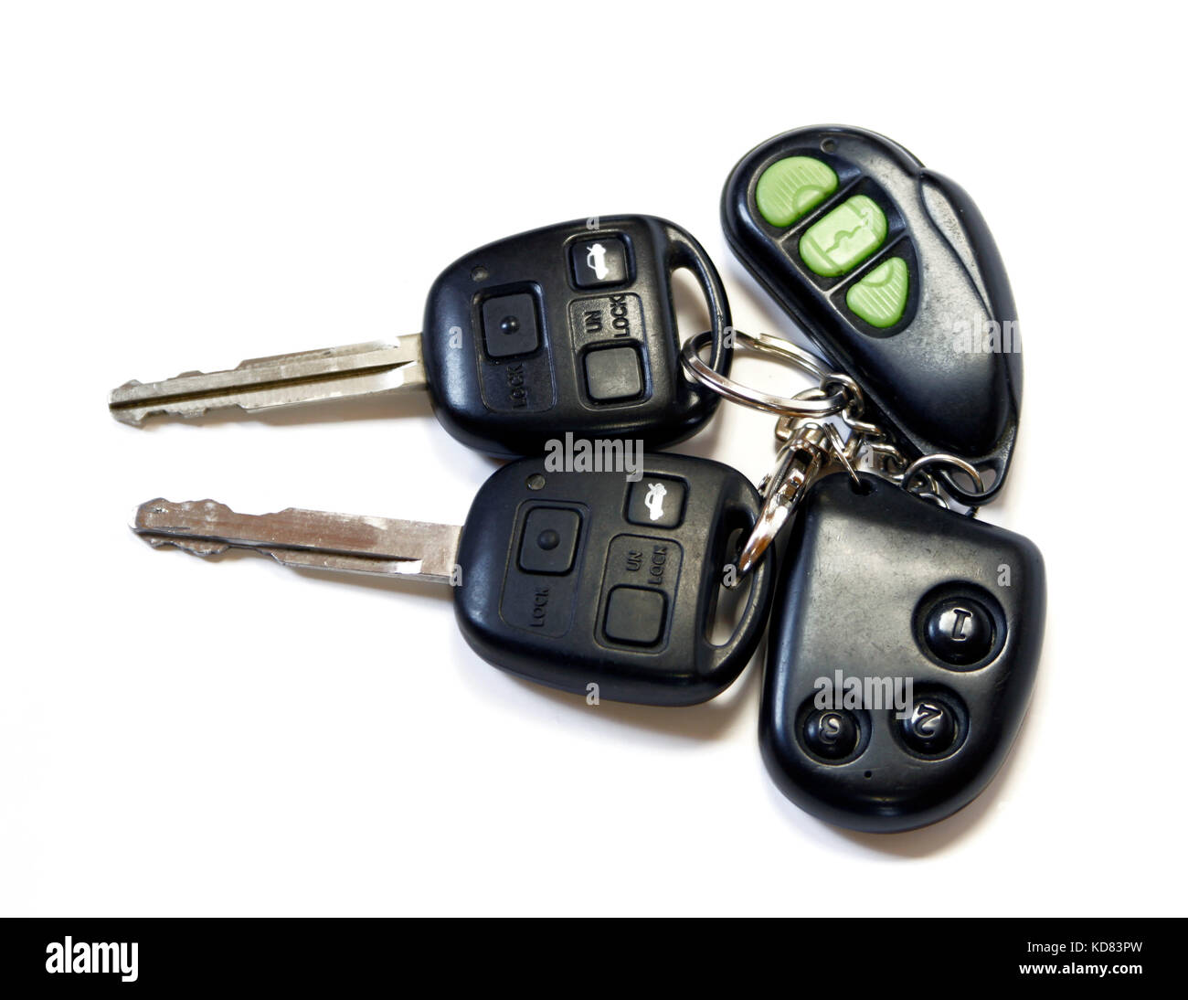 Two car keys with remote on white background Stock Photo - Alamy