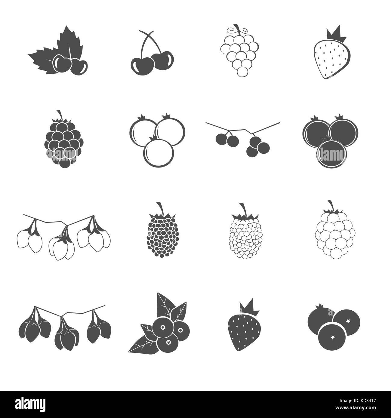 berry collection icons set vector Stock Photo - Alamy