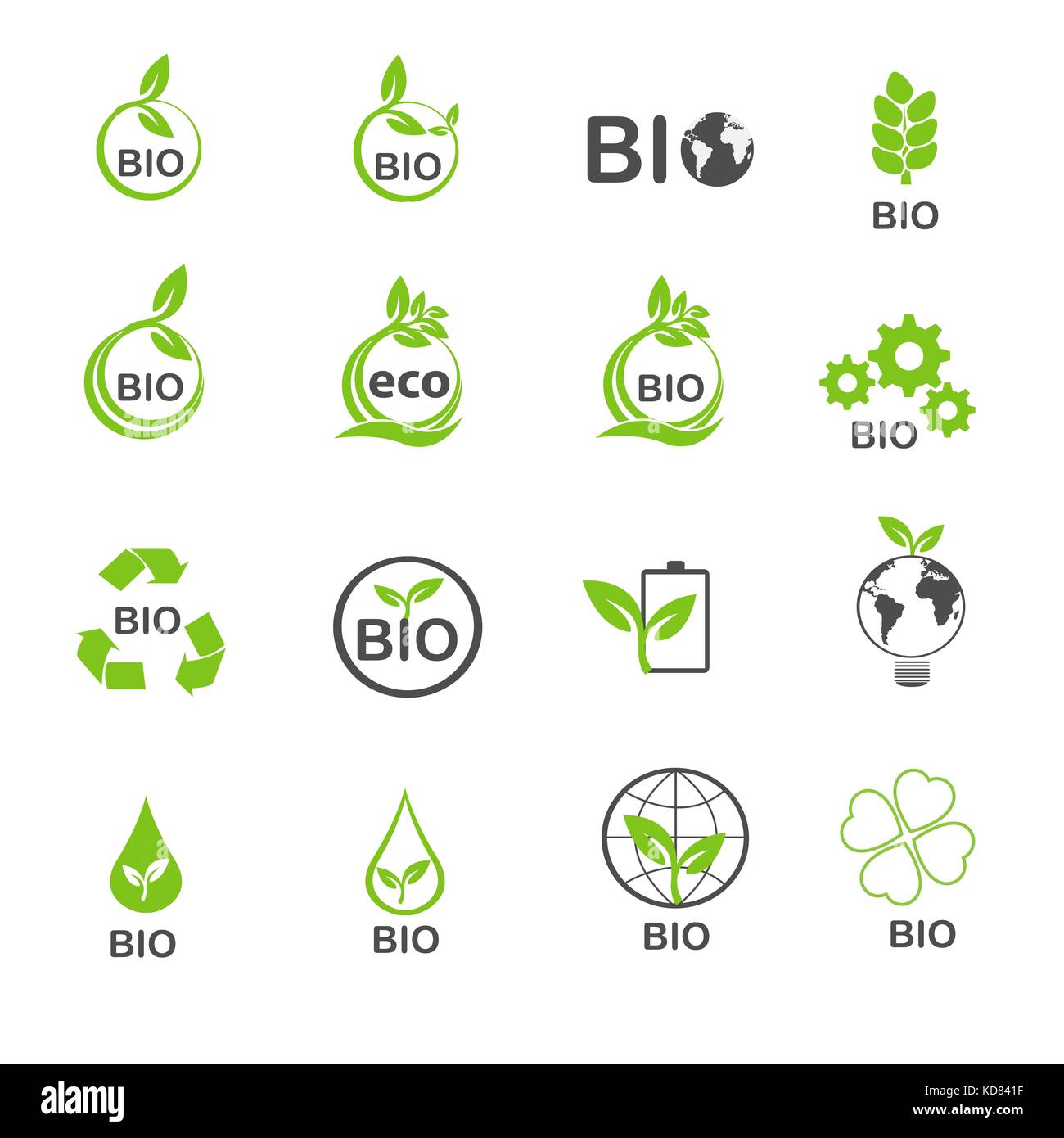 bio ecology in green environment icons set vector Stock Photo - Alamy