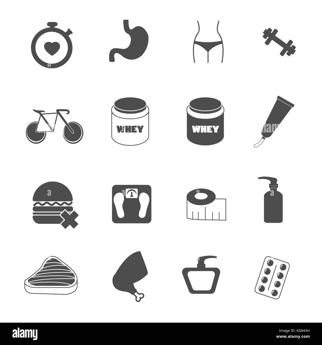 fitness, healthy care, food and detox icons set vector Stock Photo - Alamy