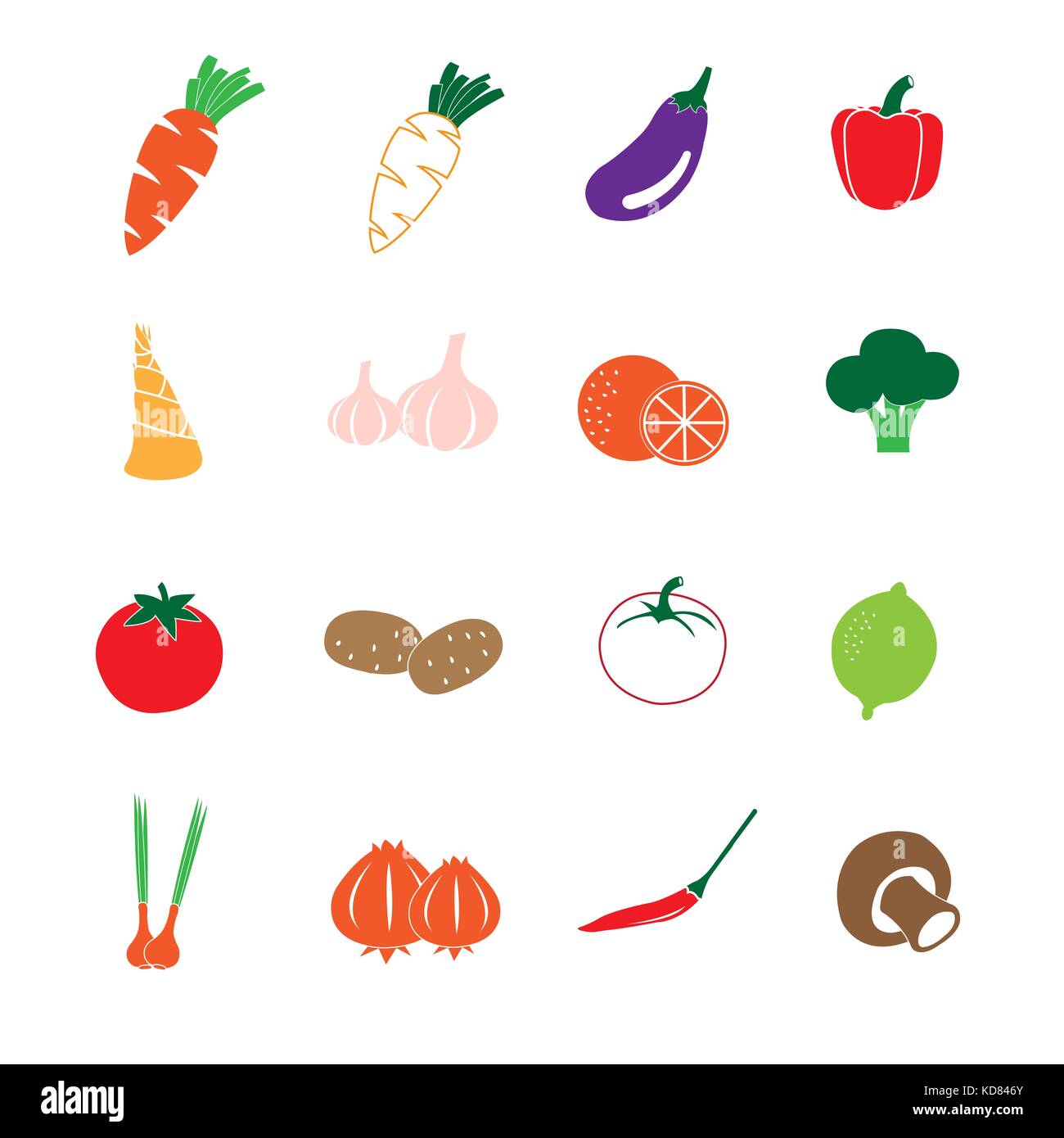 vegetable color icons set vector Stock Photo - Alamy