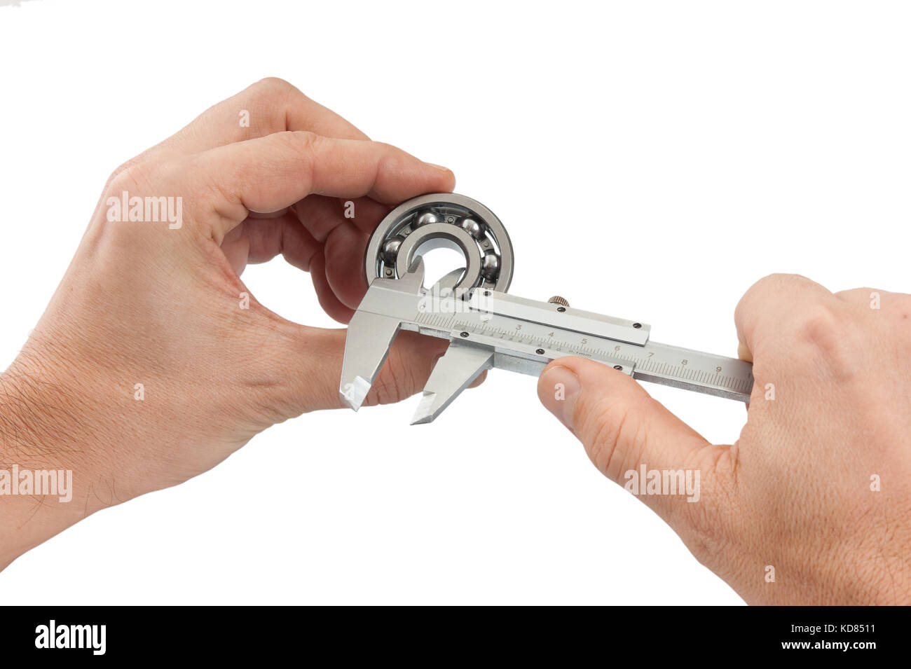 callipers with bearing in hand isolated on white background Stock Photo ...