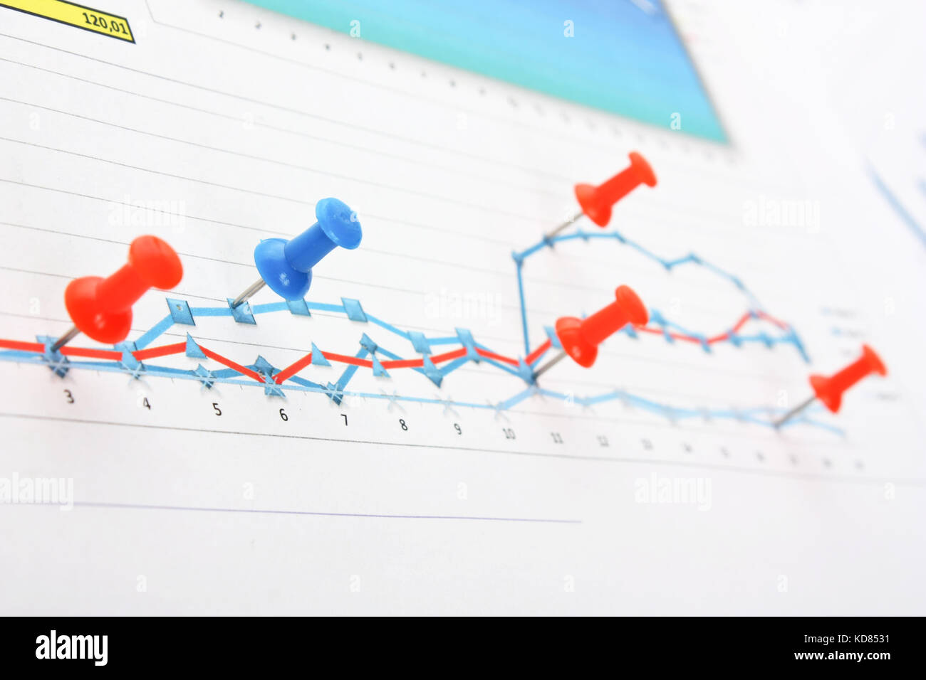 stationery button in working paper with a diagram Stock Photo - Alamy