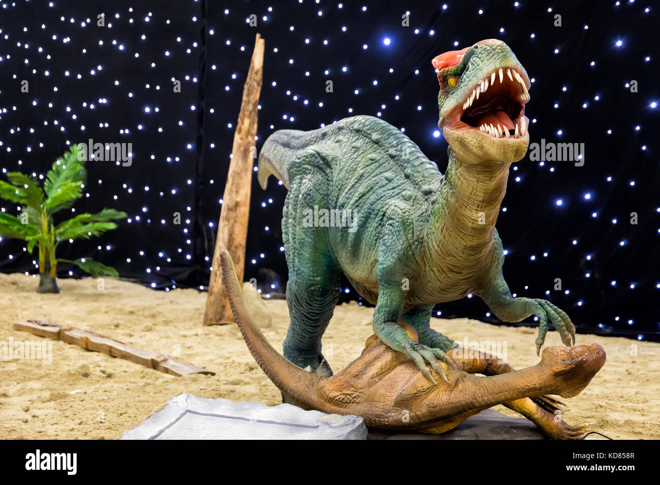 realistic of beautiful dinosaur model in the theme park in Thessaloniki ...