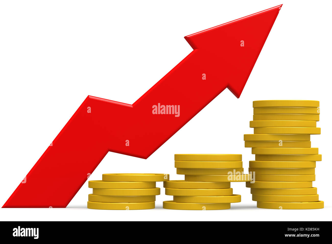 Coin stack arrow bar graph hi-res stock photography and images - Alamy