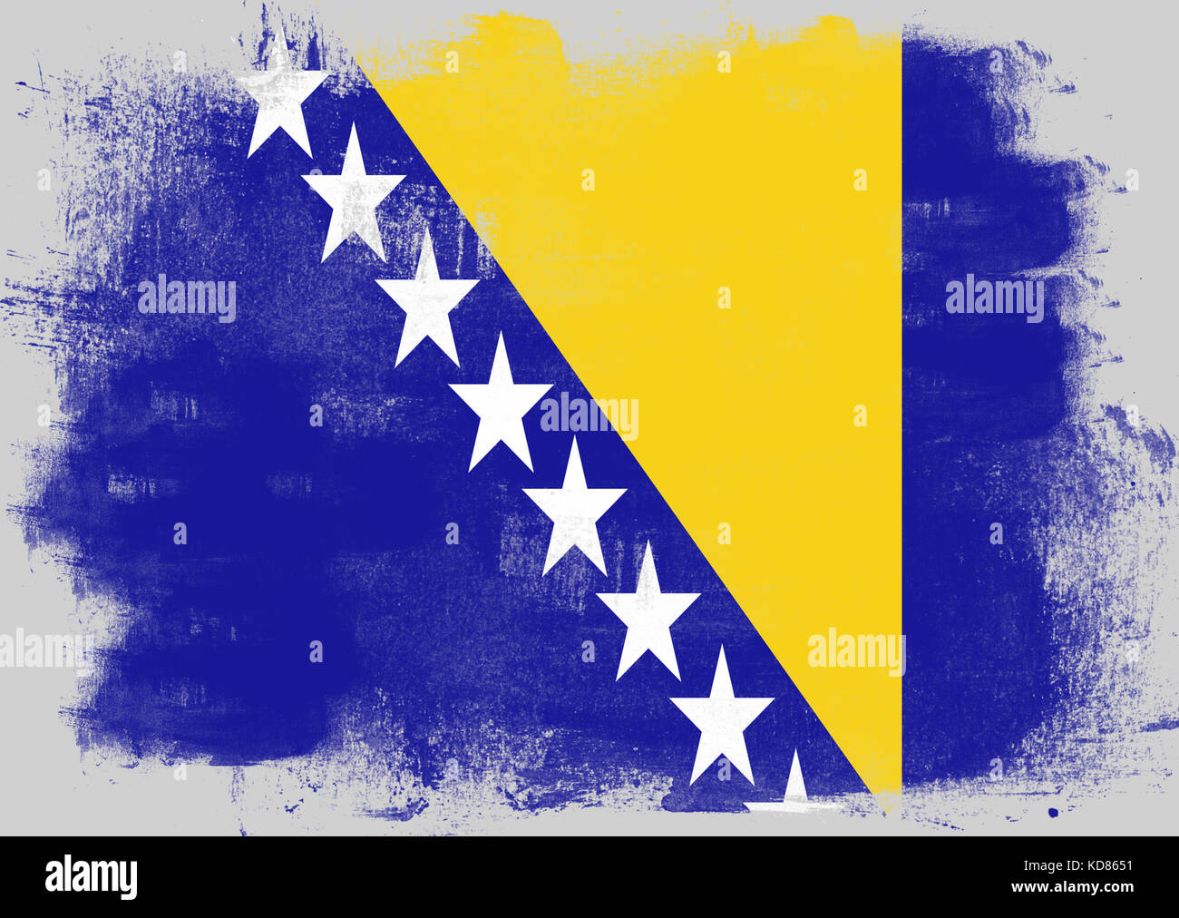 Flag of Bosnia and Herzegovina painted with brush on solid background ...