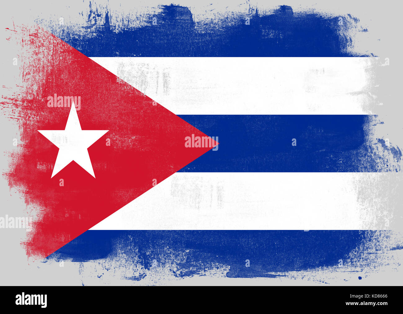 Flag of Cuba painted with brush on solid background Stock Photo - Alamy