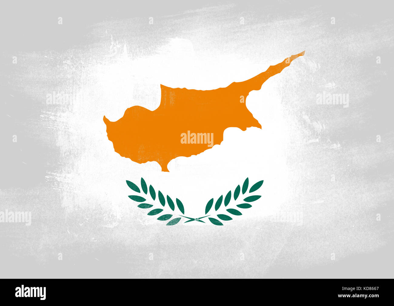 Flag of Cyprus painted with brush on solid background Stock Photo - Alamy