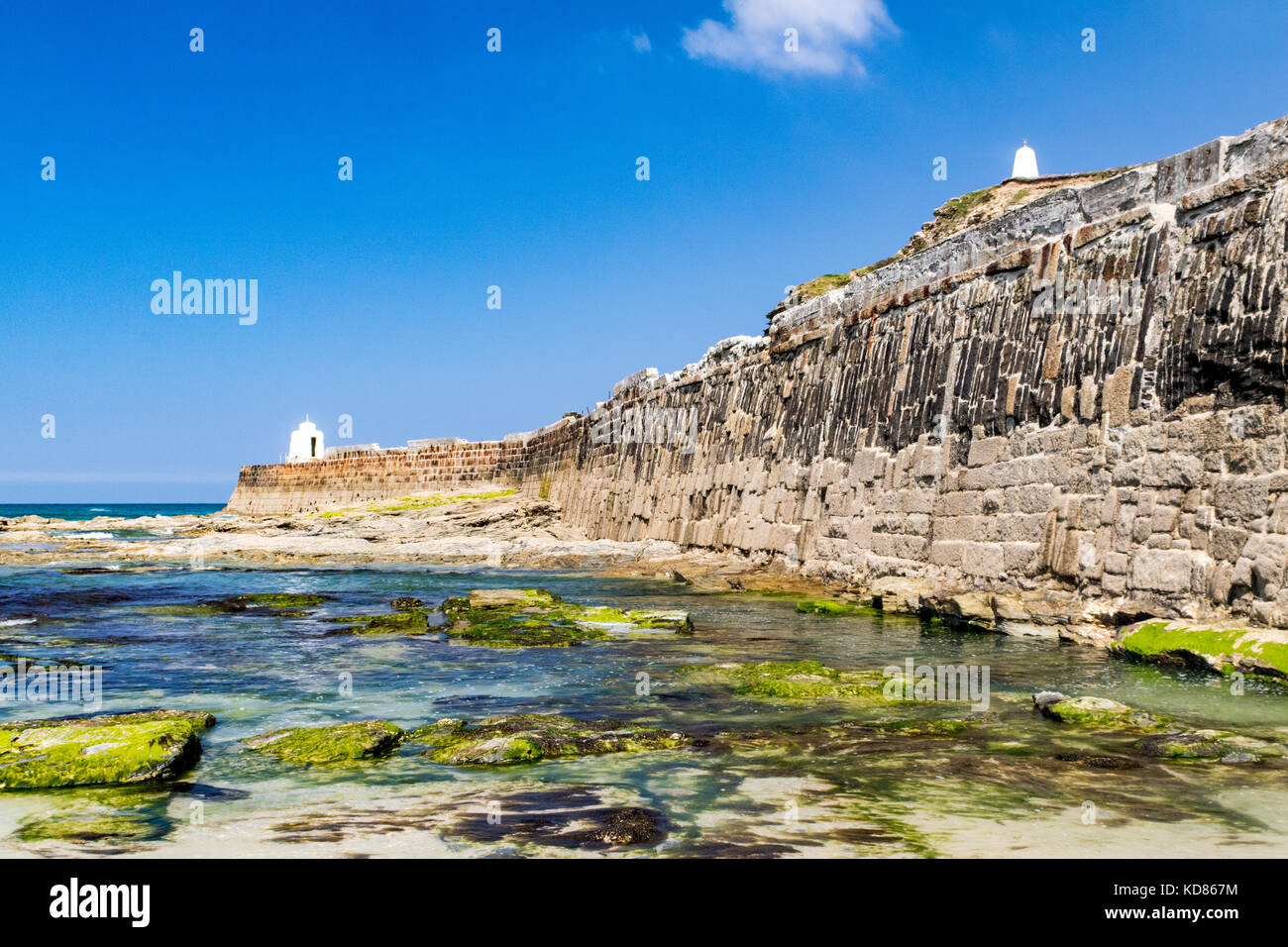 Detail of Portreath Harbour Wall, Rock Pools and Shore at Low Tide #3 ...