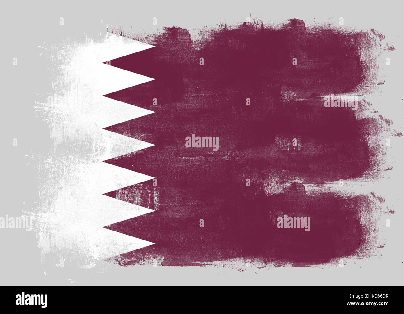 Flag of Qatar painted with brush on solid background Stock Photo - Alamy
