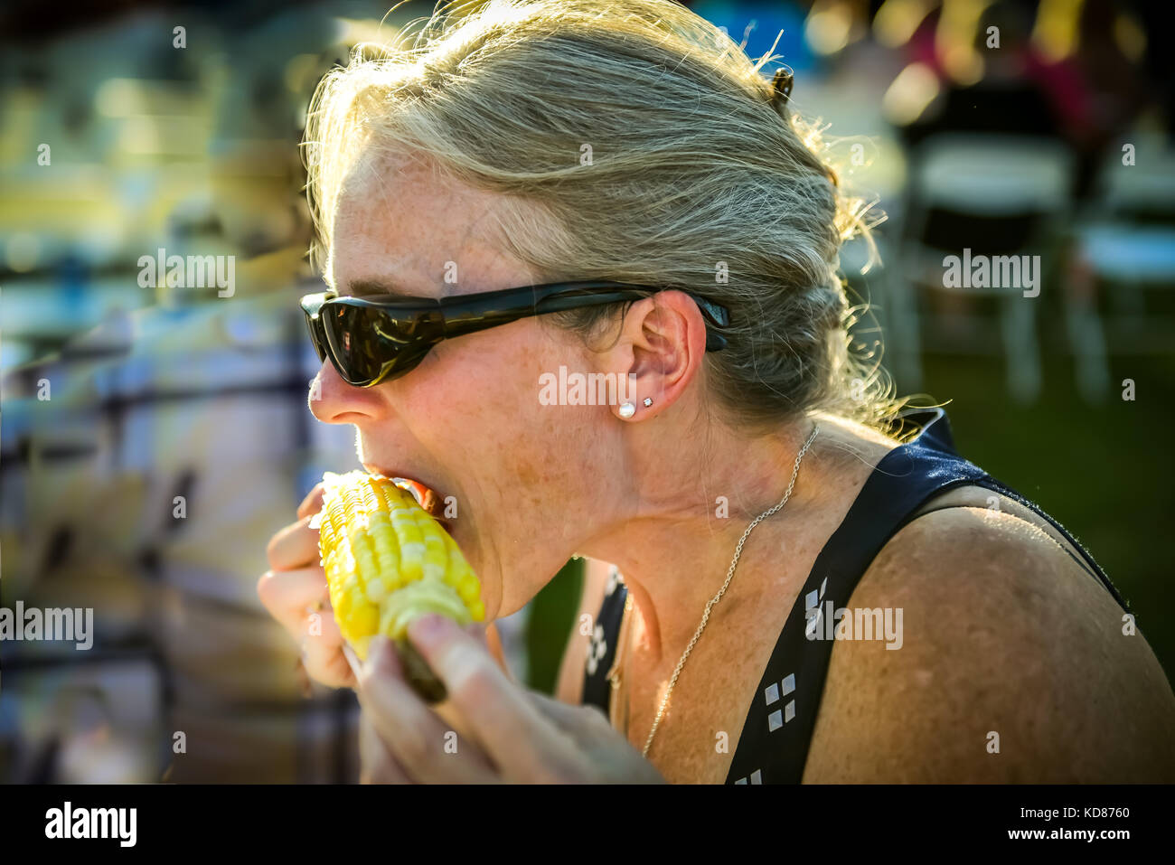 Woman Eating Corn On The Cob