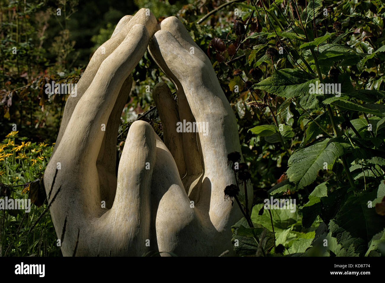 Large hands sculpture,carved in high density and coated fibreglass and ...