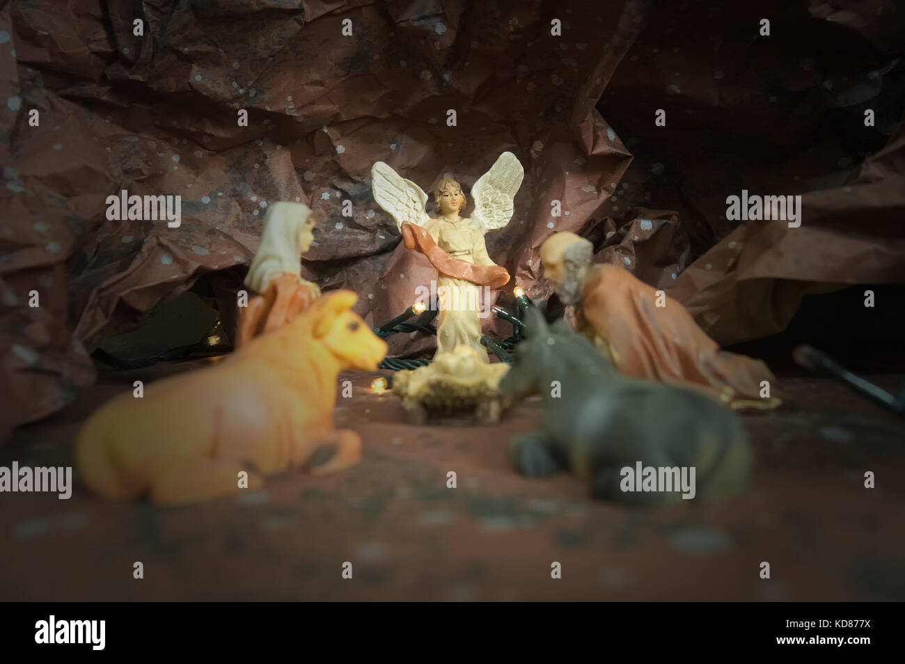 Nativity scene during an exposition of creches in Provence Stock Photo ...