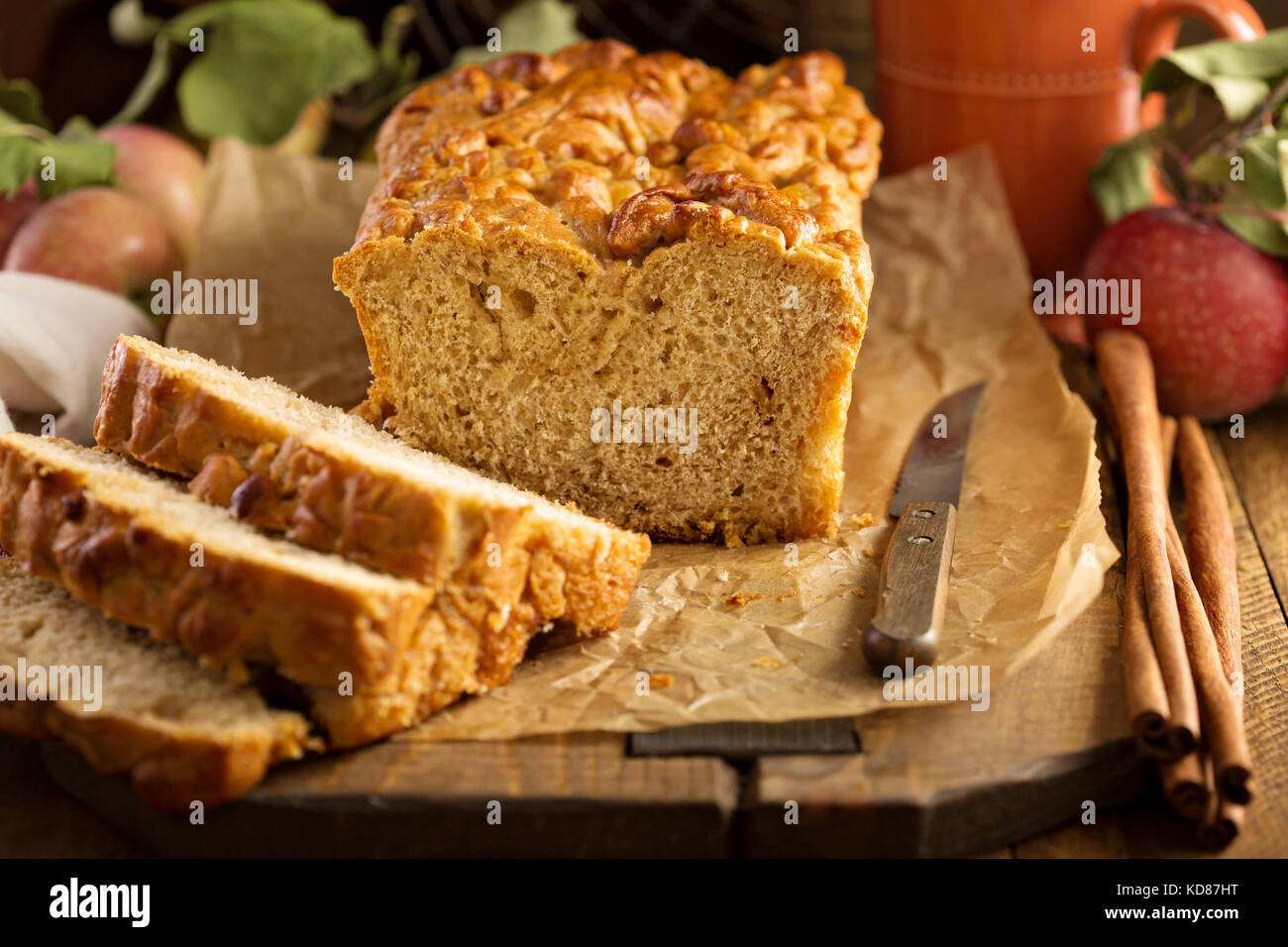 Apple bread rustic style Stock Photo - Alamy