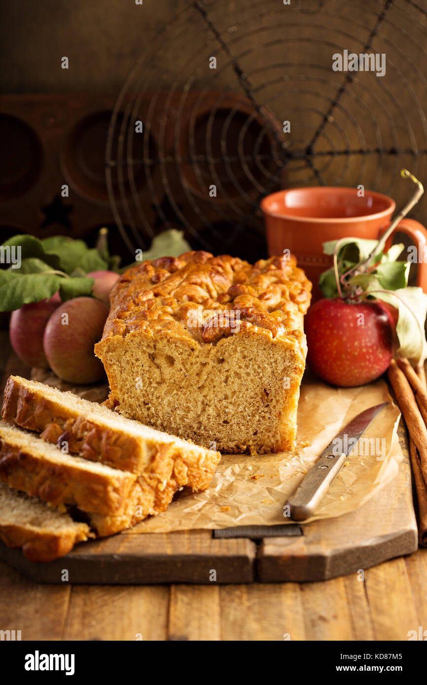 Apple bread rustic style Stock Photo - Alamy