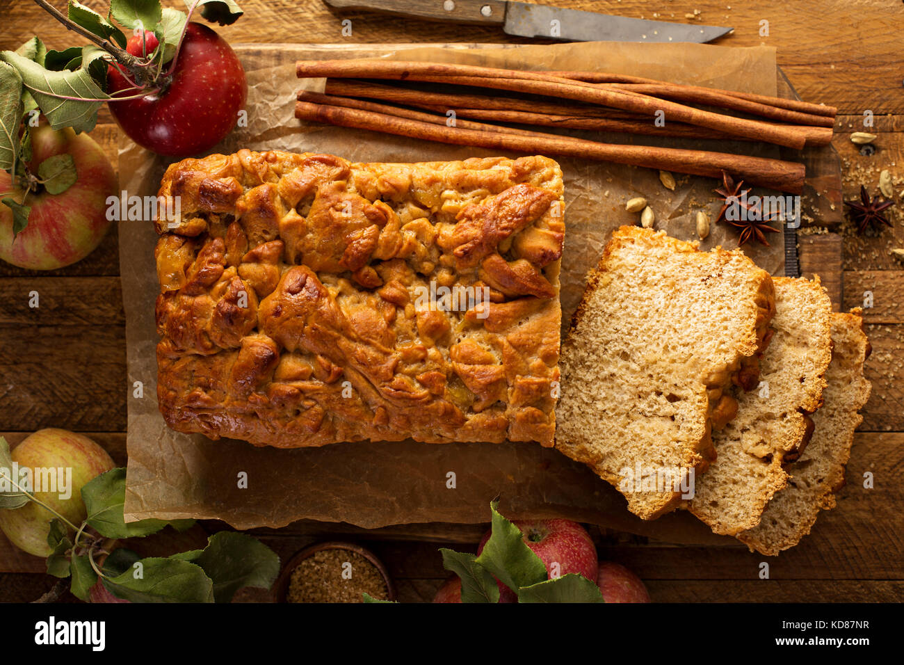 Apple bread rustic style Stock Photo - Alamy