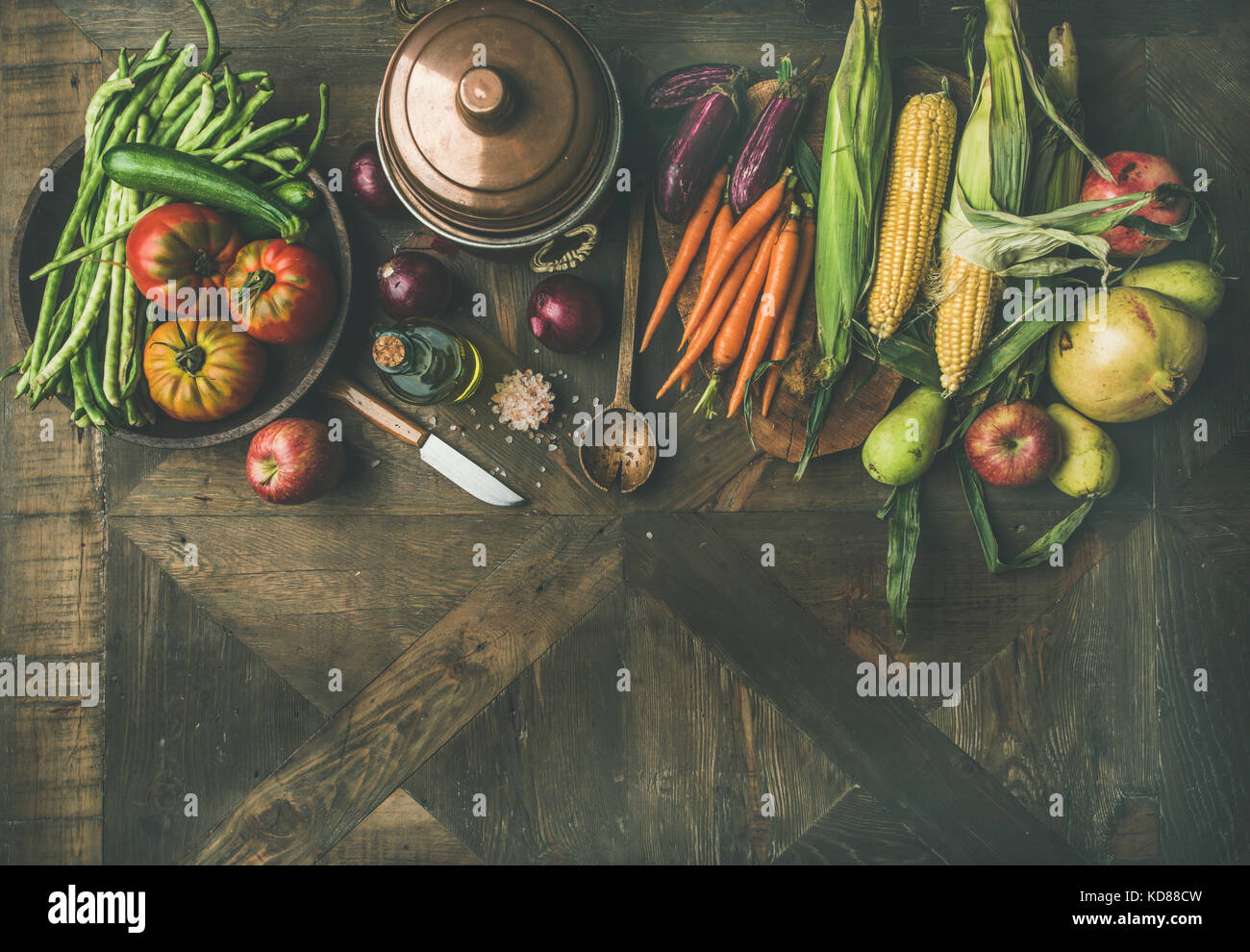 Fall vegetable healthy cooking background. Autumn ingredients for ...