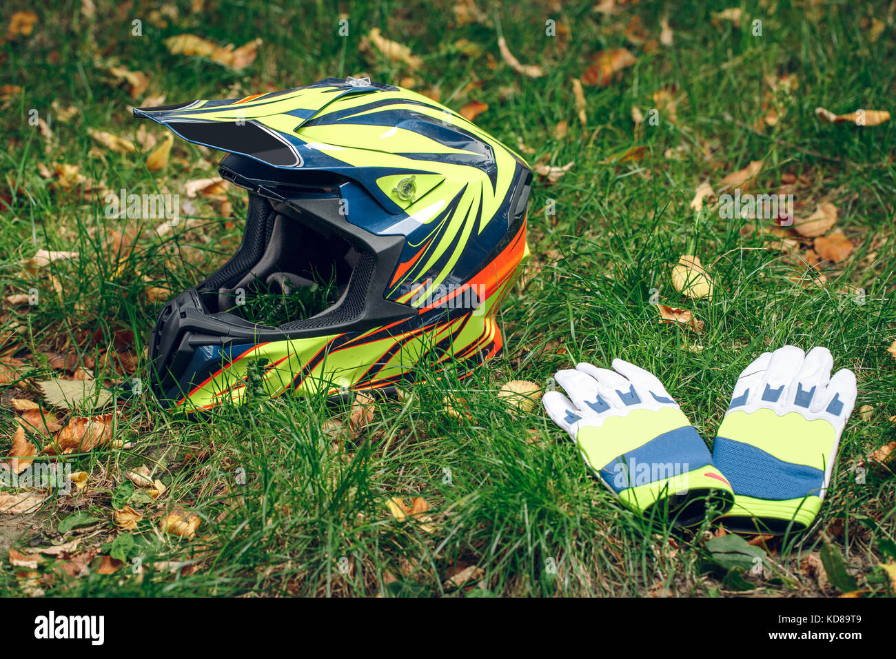 Environmental Reservation Motorcycle, Biker riding gloves and helmet on ...