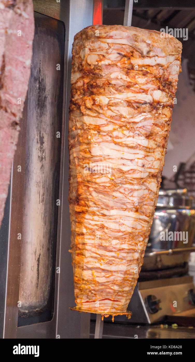 Traditional Turkish Doner Kebab on pole Stock Photo - Alamy