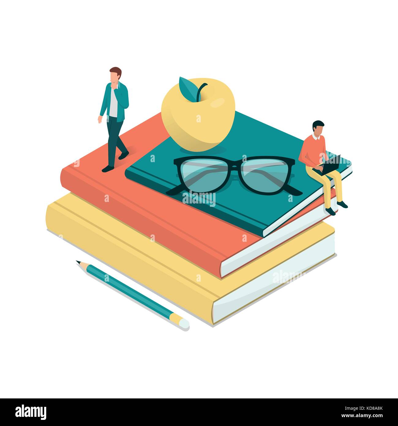 Books with laptop Stock Vector Images - Alamy