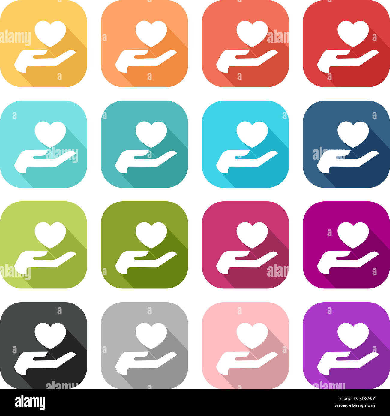 Colorful icon of a heart in one hand: support, help Stock Photo - Alamy