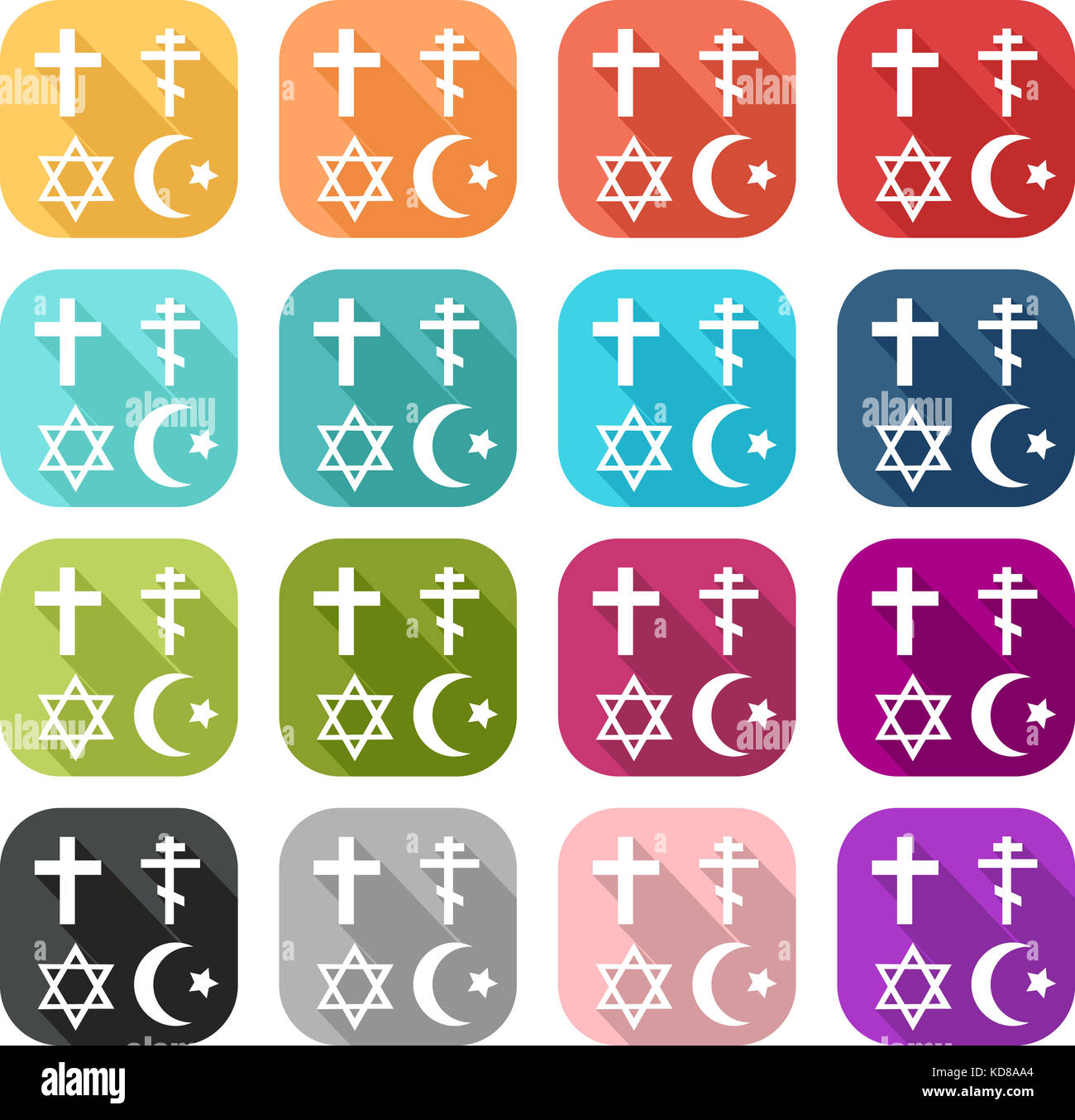 Colorful icons of symbols representing different religions Stock Photo ...