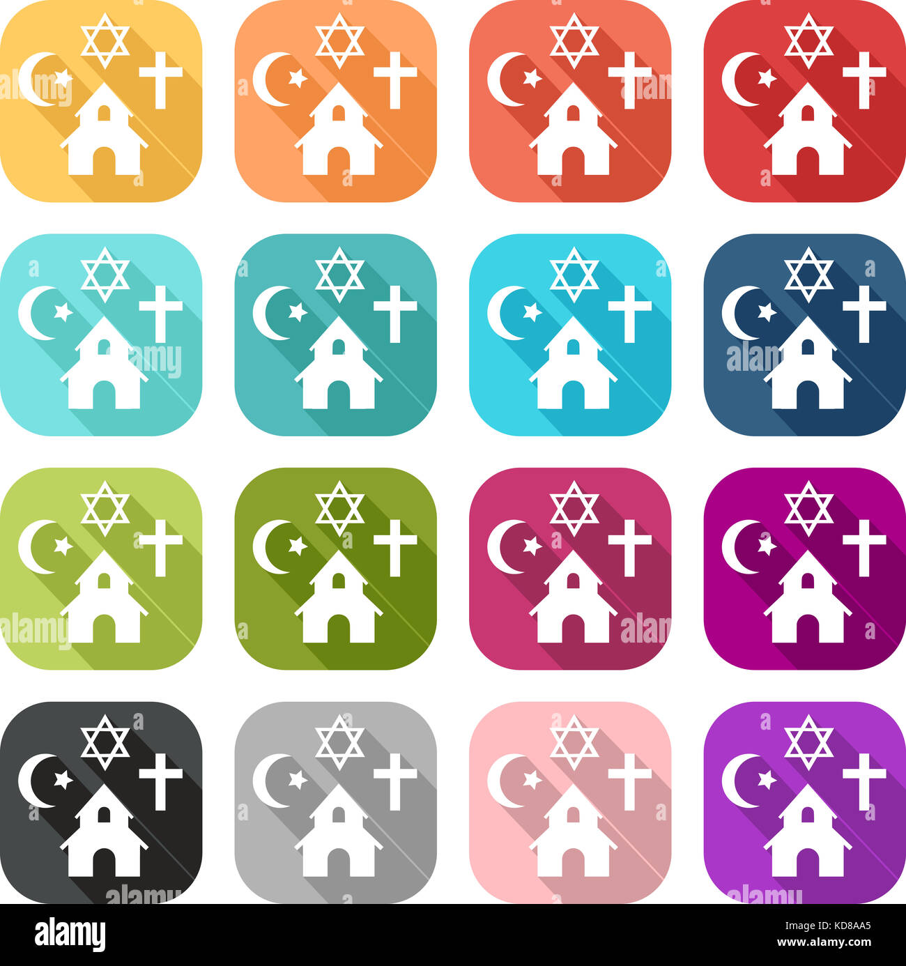 Colorful icons of symbols representing different religions Stock Photo ...