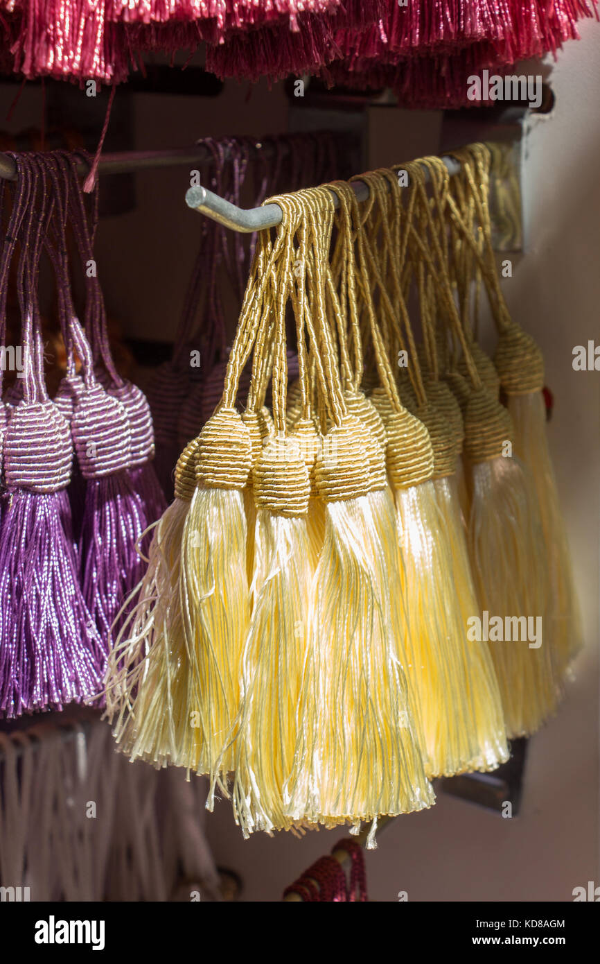 Selection of Ottoman Turkish traditional tassels in various colors ...