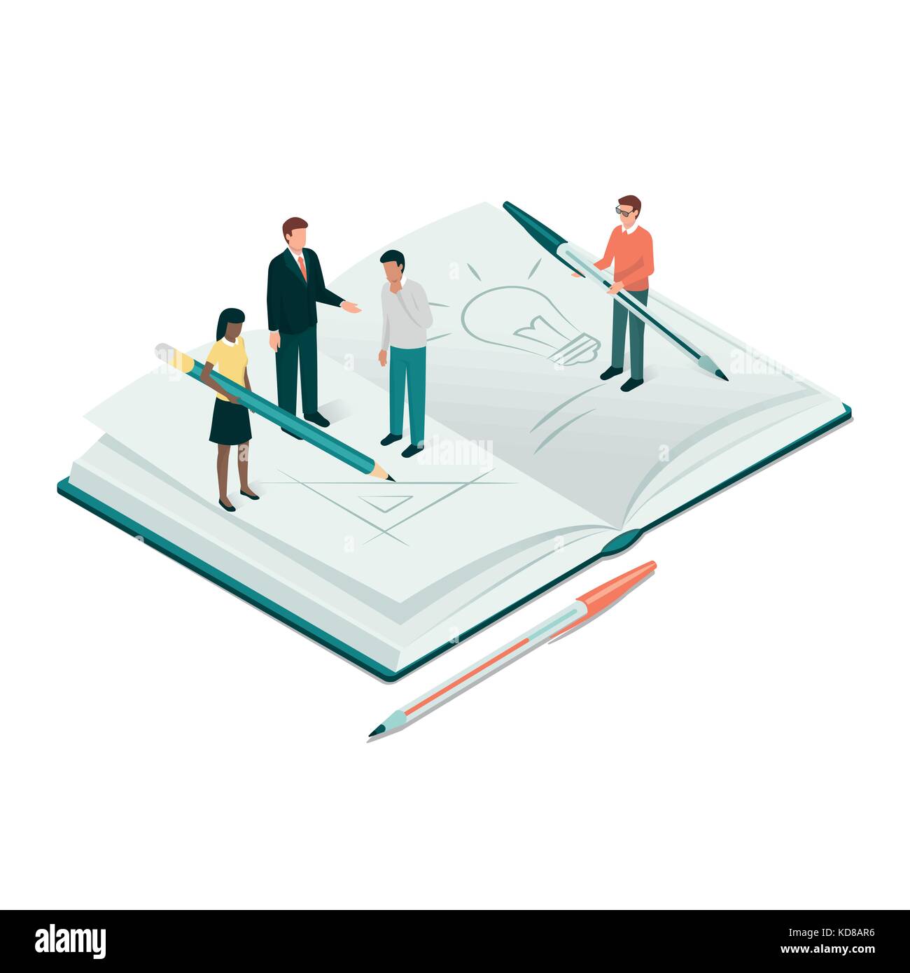 Academic university students and professor studying together, they are ...