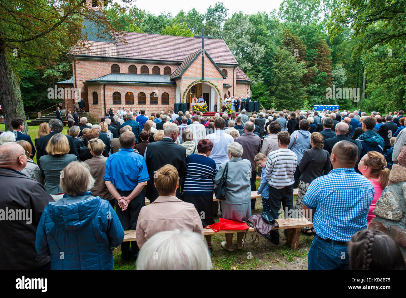 Open air religious celebration in Kurpie region of Poland. Catholic ...