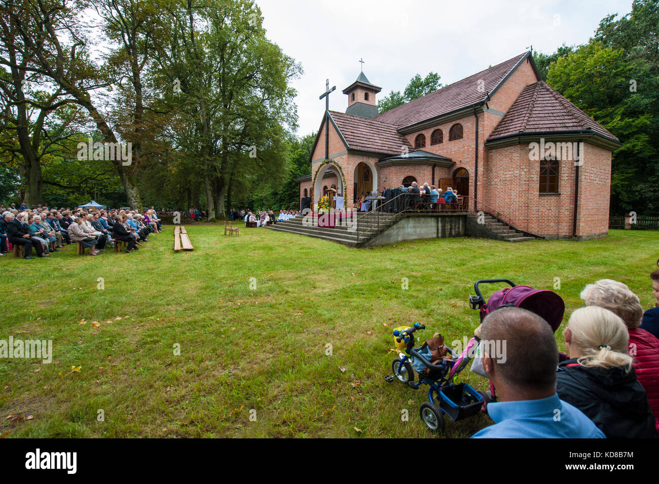 Open air religious celebration in Kurpie region of Poland. Catholic ...
